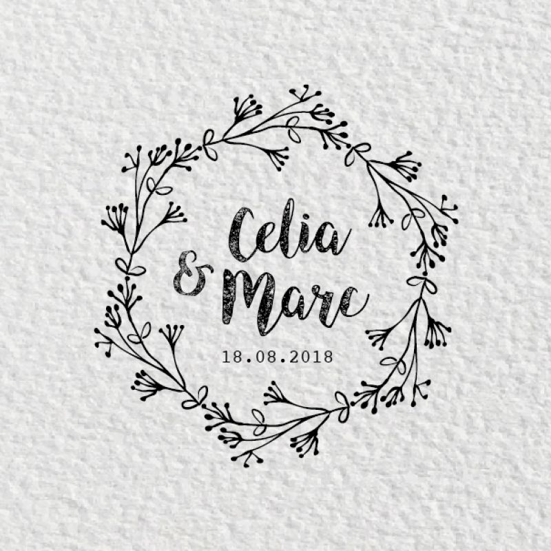 Sello de madera modelo " Celia y Marc"