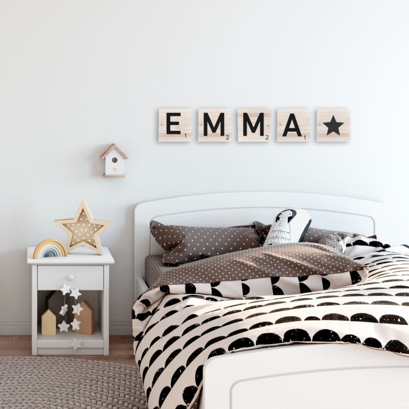 Letras scrabble de madera para la pared