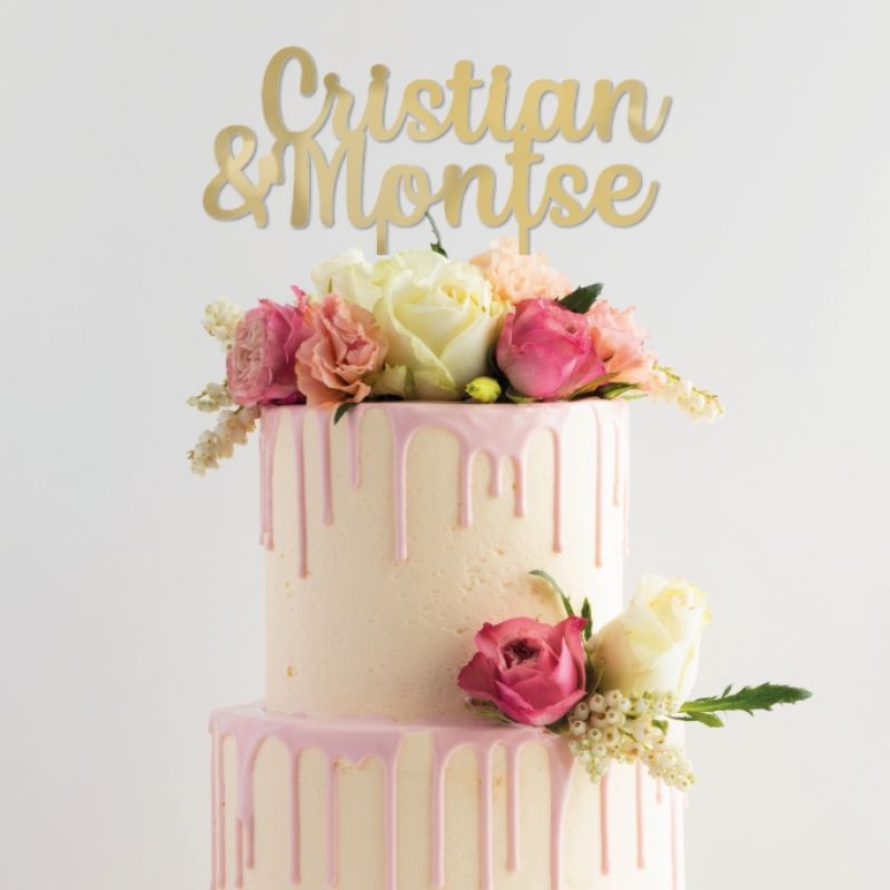 Cake topper Metacrilato Dorado