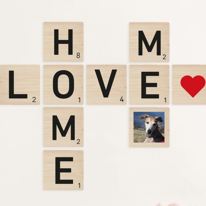 Letras scrabble de madera para la pared