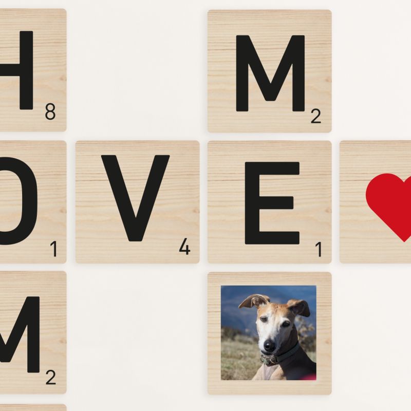 Letras scrabble de madera para la pared